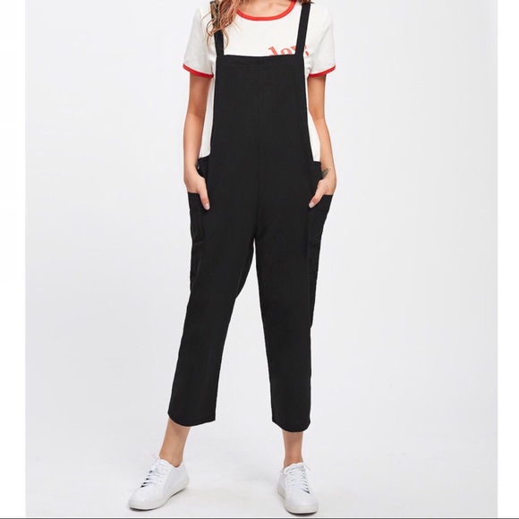 Cedar Laundry Exchange | Pants & Jumpsuits | Black Capri Overalls With ...